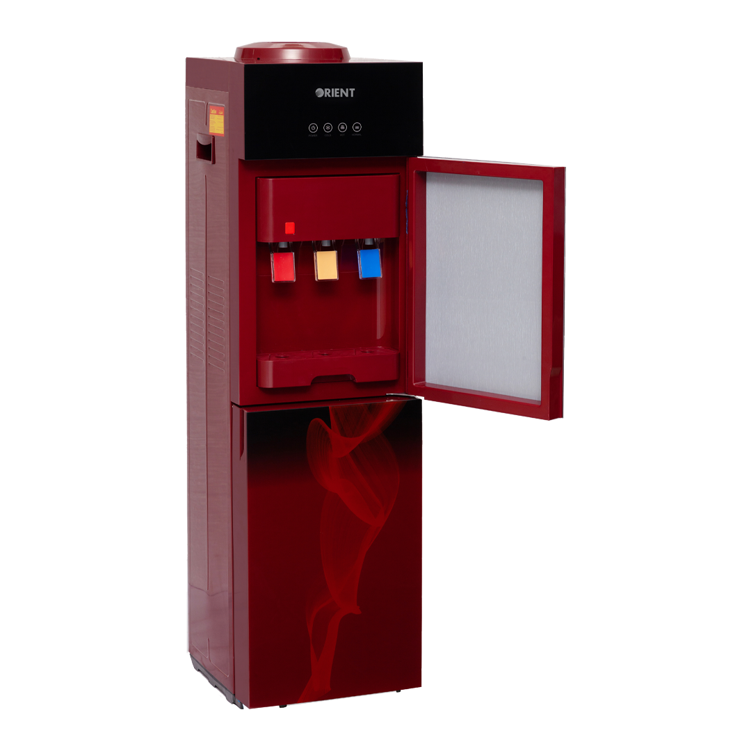 Crystal 3 Taps Red Glass Door Water Dispenser - Orient Electronics